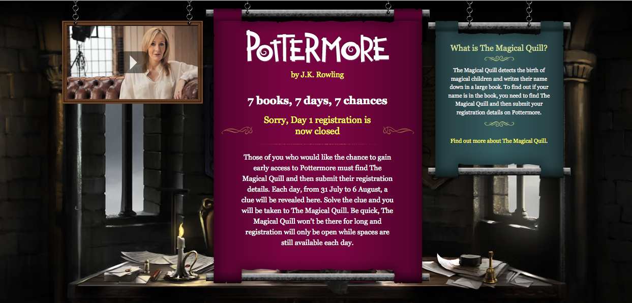 Pottermore early registration: Have you received your user name?